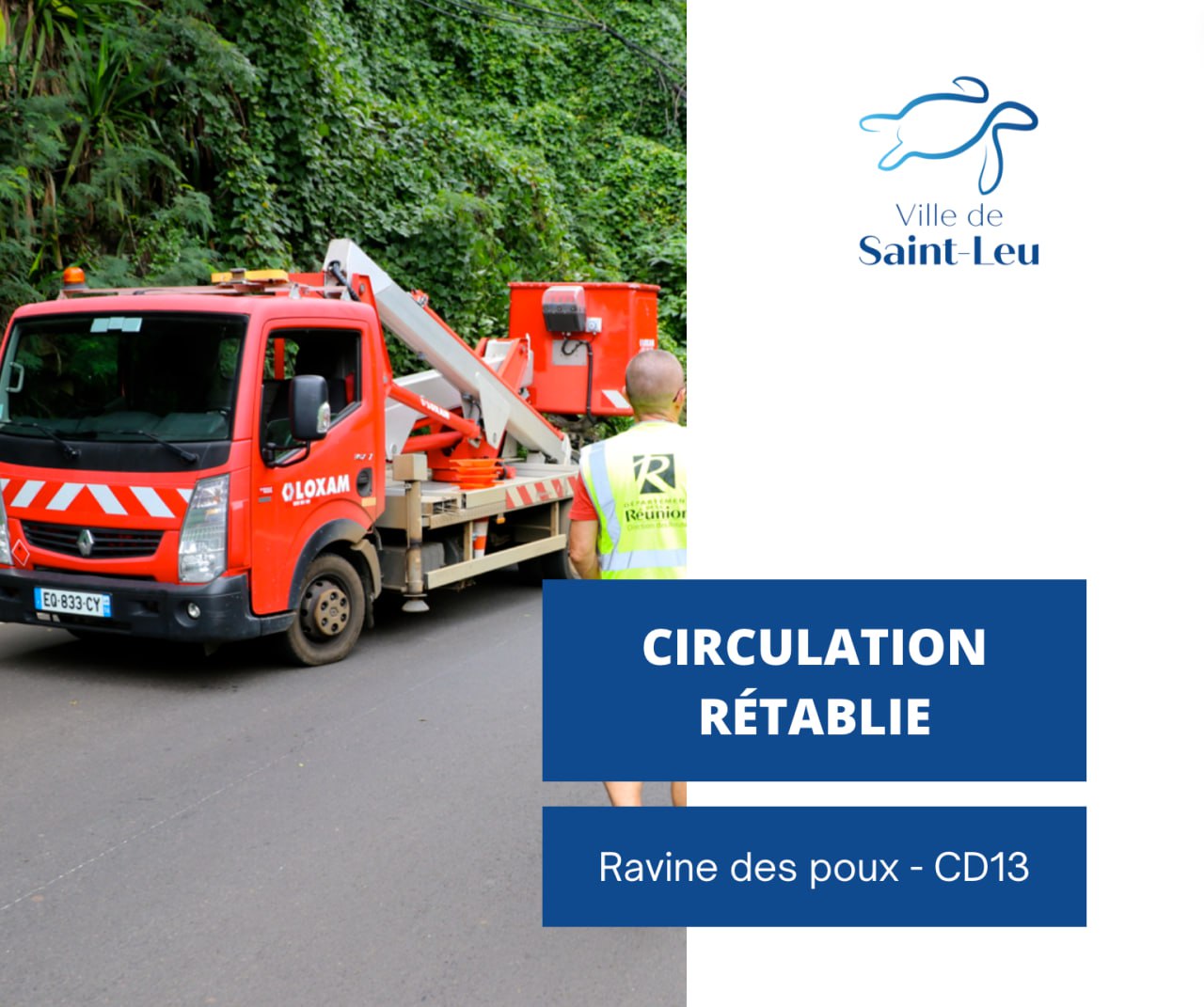 Circulation rétablie sur la RD13 - Saint-Leu